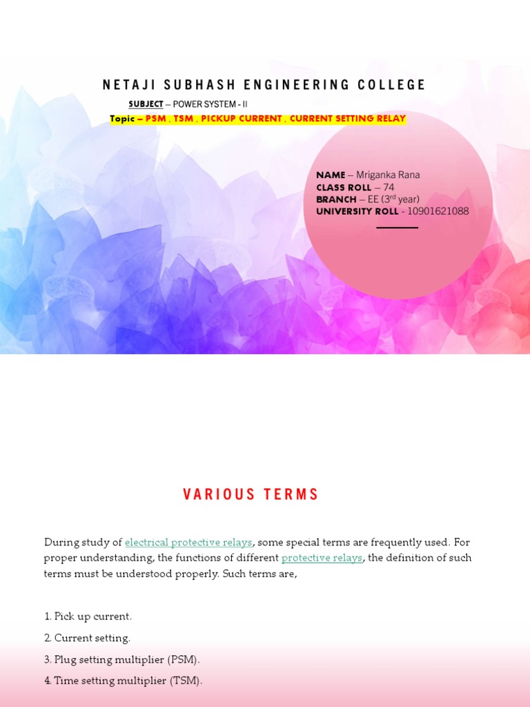 PSM and TSM in Relay Operation | PDF | Force | Relay