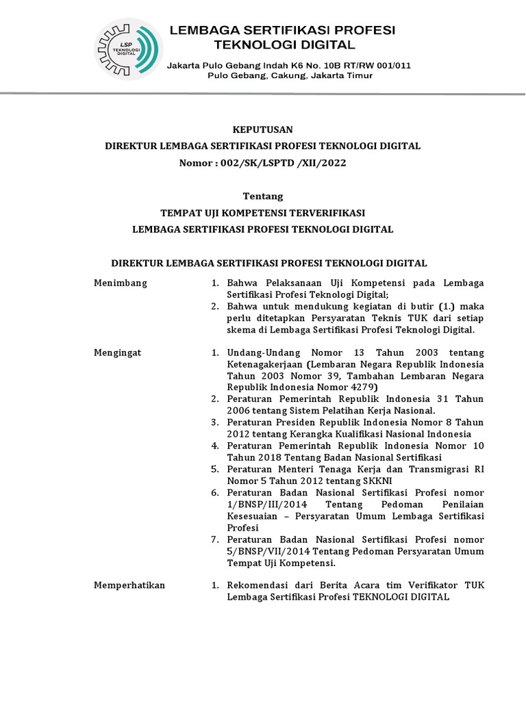 SK Tu TD | PDF | Teknologi & Rekayasa