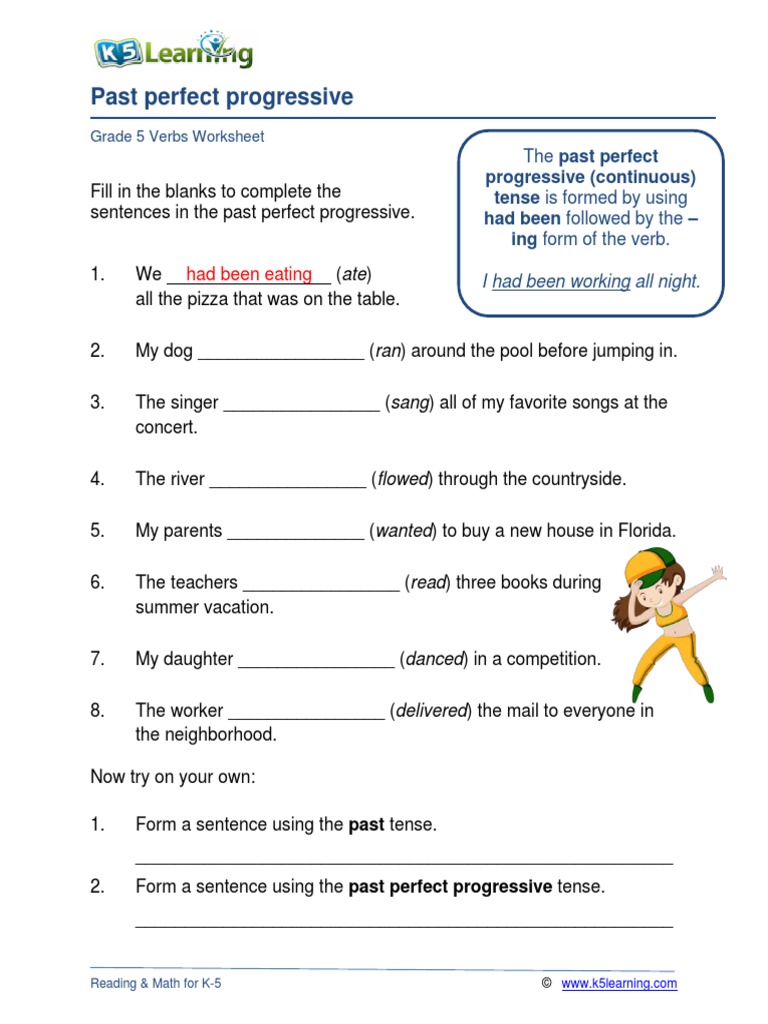 Grade 5 Past Perfect Progressive Tenses | PDF | Grammatical Tense ...