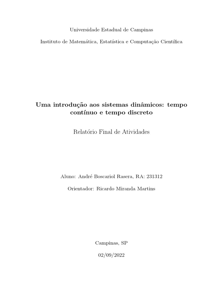 Relatório Final Pdf Equações Diferenciais Autovalores E Autovetores