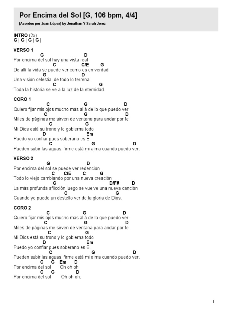 Por Encima Del Sol - G | PDF