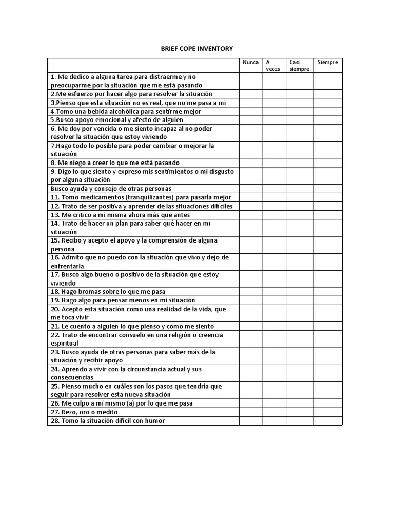 Brief COPE Inventory | PDF