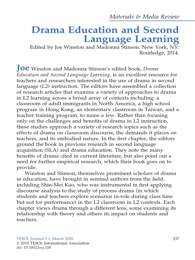 Drama Education and Second Language Learning | PDF | Second Language ...