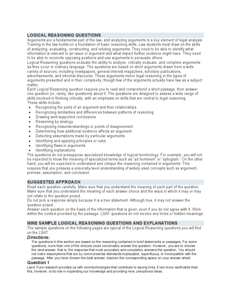 Logical Reasoning Questions | PDF | Argument | Logic