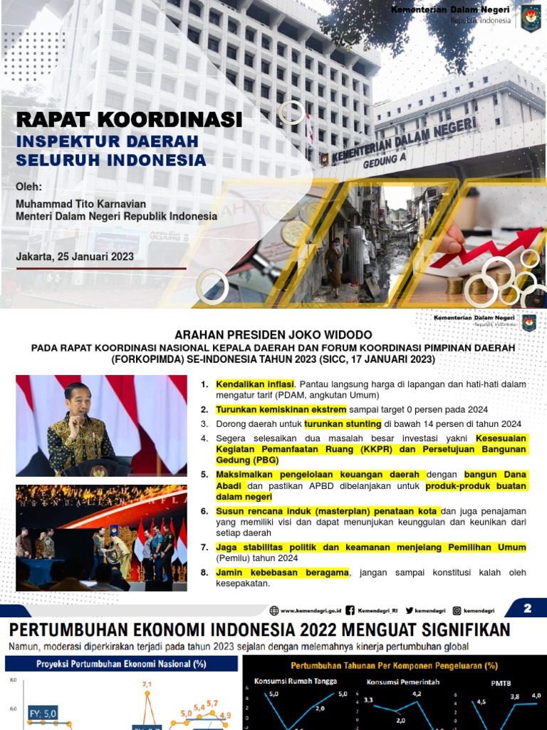 25-01-2023 Bahan Rakor Inspektur Daerah Seluruh Indonesia | PDF