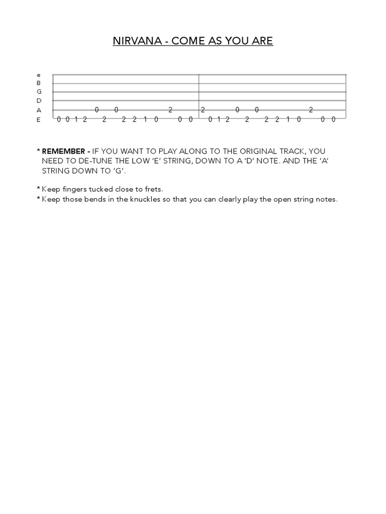 Nirvana - Come As You Are PDF | PDF