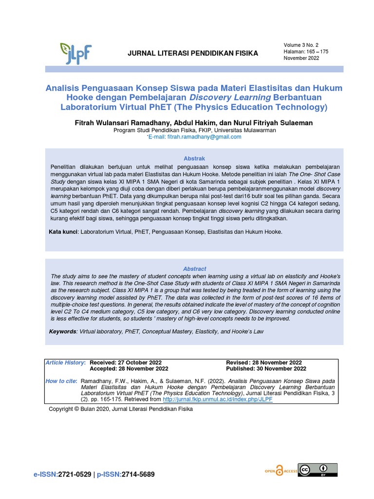 Analisis Penguasaan Konsep Siswa Pada Materi Elast | PDF