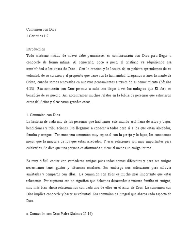 Tema 2 La Comunion Con Dios | PDF