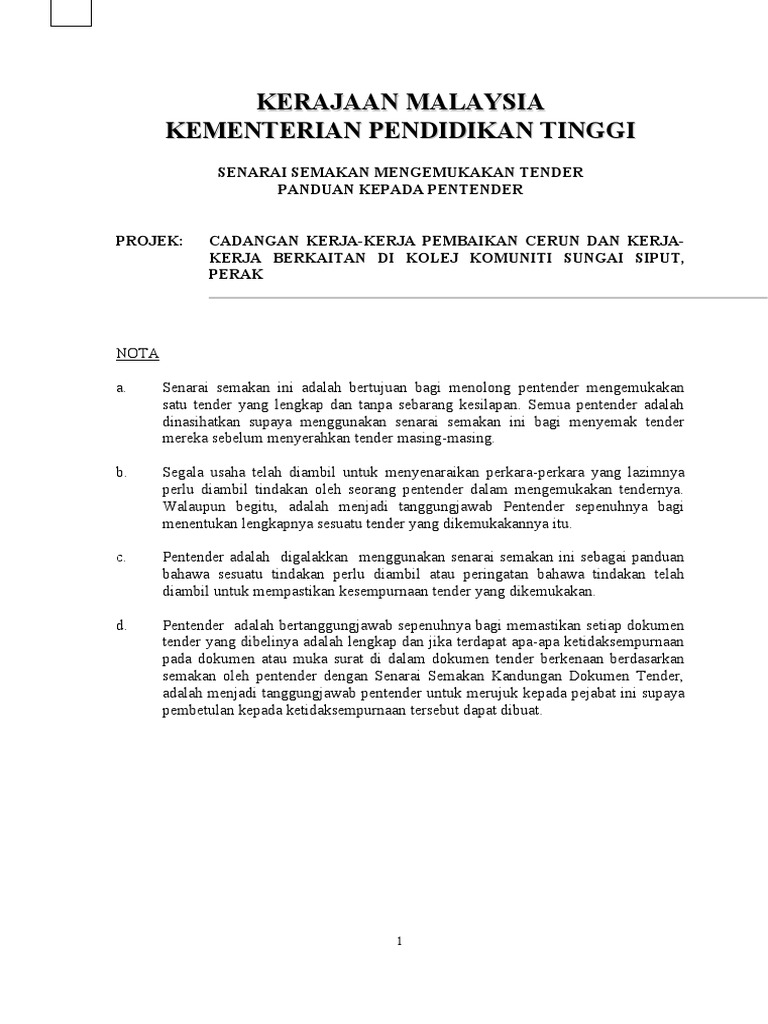 Senarai Semakan Mengemukakan Dokumen | PDF