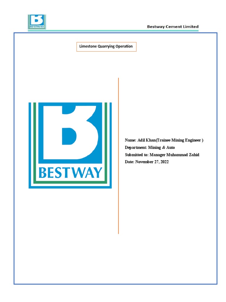 An Overview of Limestone Quarrying Operations at Bestway Mianwali Quarry | PDF | Rock (Geology ...