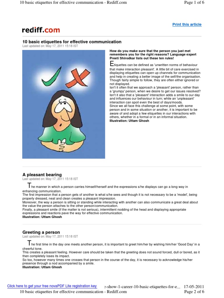 10 Rules for Effective Communication | PDF | Etiquette | Action ...