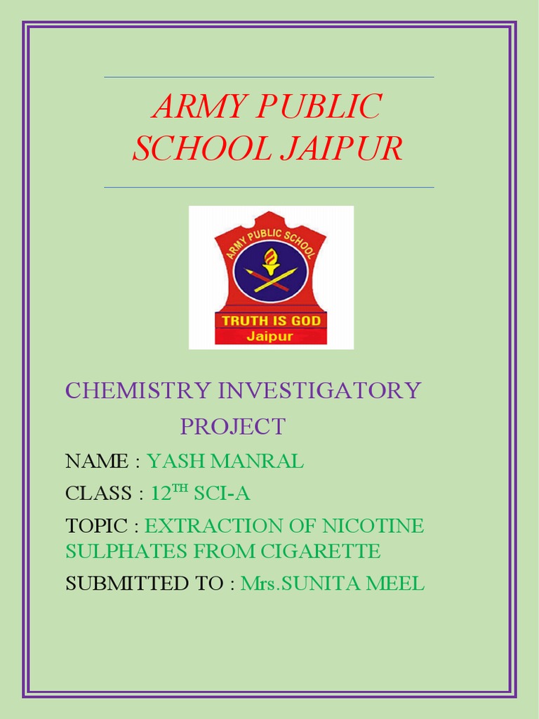 Chemistry Project File | PDF | Tobacco | Nicotine