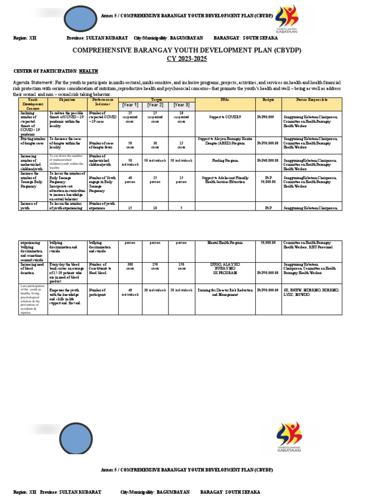 CBYDP 3year Plan 2023-2025 | PDF | Youth | Waste