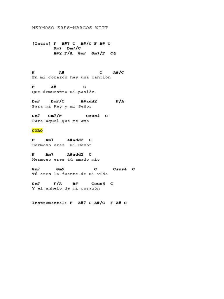 Marcos Witt-Hermoso Eres | PDF