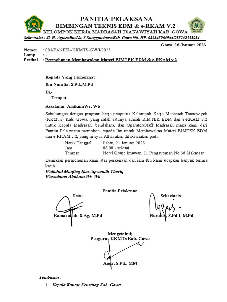 UNDANGAN - BIMTEK EDM-ERKAM - 2023 - Fix | PDF