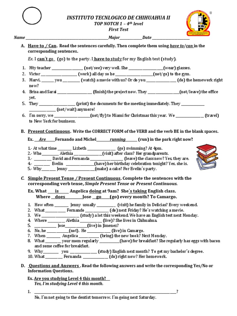 Level 4 First Test | PDF | Grammar | Linguistics