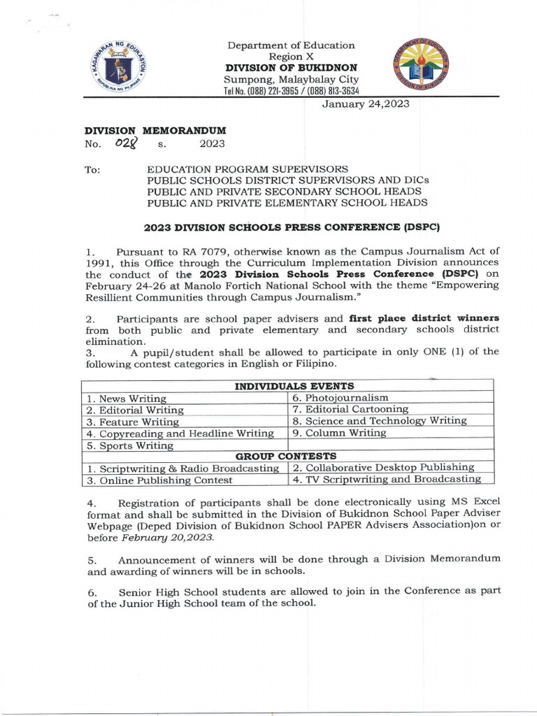 DM No. 028 S. 2023 | PDF