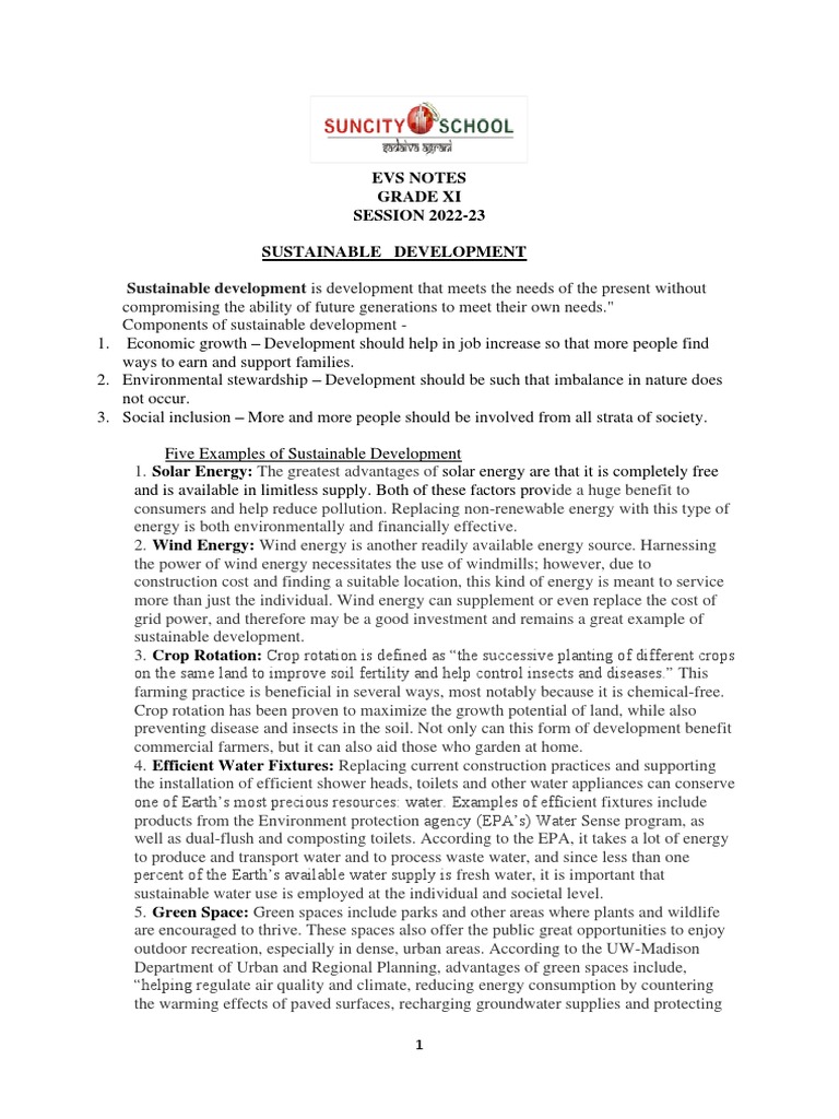 Evs Notes Grade Xi 2022-23 | PDF | Deforestation | Climate Change