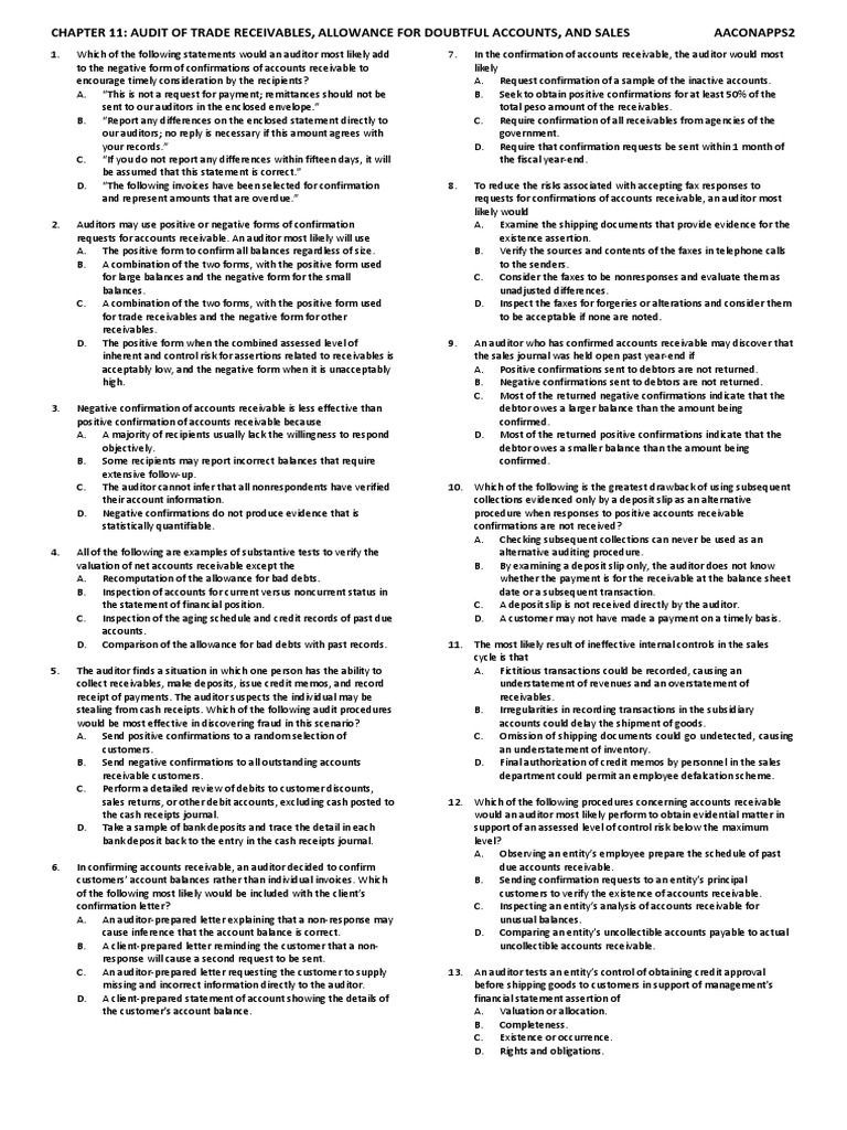 AACONAPPS2 04 Audit of Trade Receivables Allowance For Doubtful ... AACONAPPS2 04 Audit of Trade Receivables Allowance For Doubtful ...