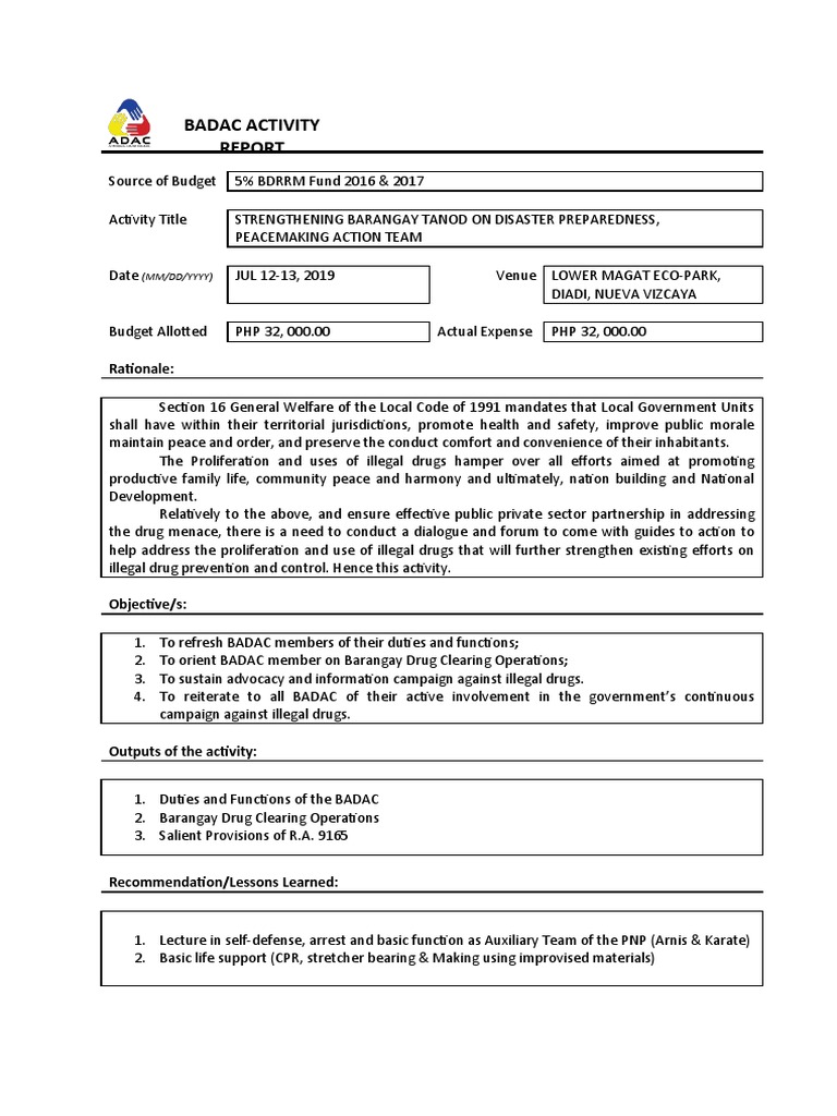 BADAC Activity on Drug Prevention | PDF