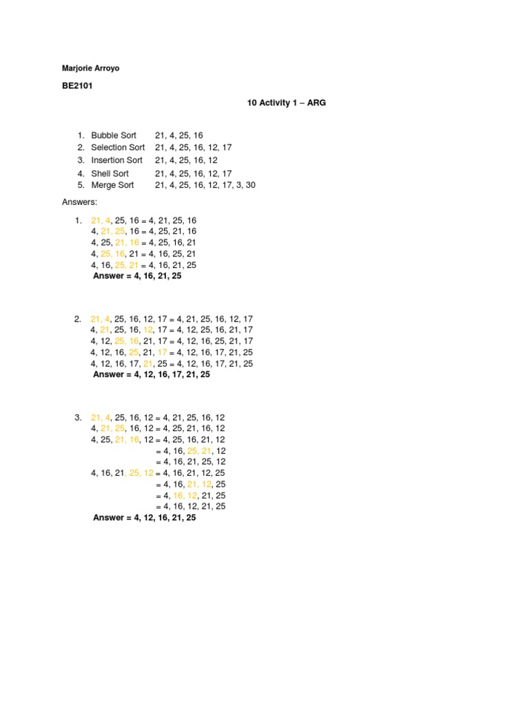 Arroyo 10 ACTIVITY 1 ARG | PDF | Applied Mathematics | Algorithms And ...