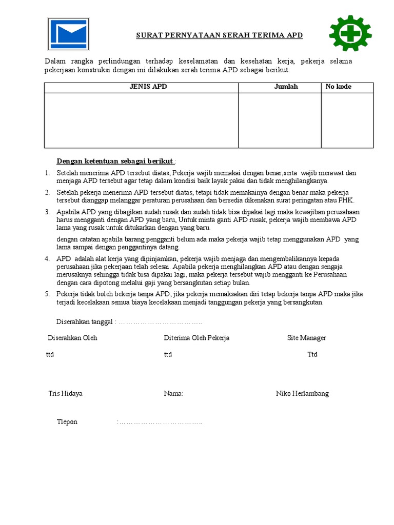 Serah Terima APD | PDF