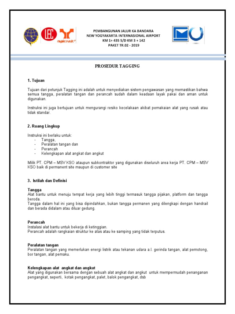 Prosedur Tagging Alat Kerja dan Scaffolding | PDF | Bisnis | Teknologi ...
