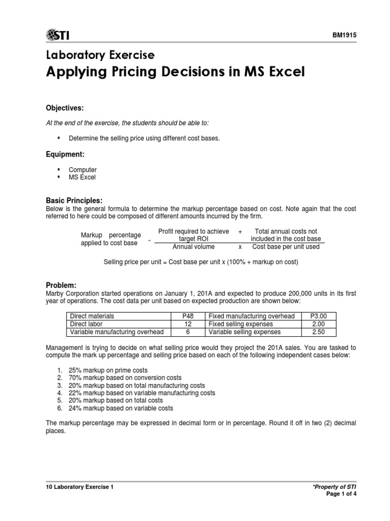 10 Laboratory Exercise 1 | PDF | Cost | Arial