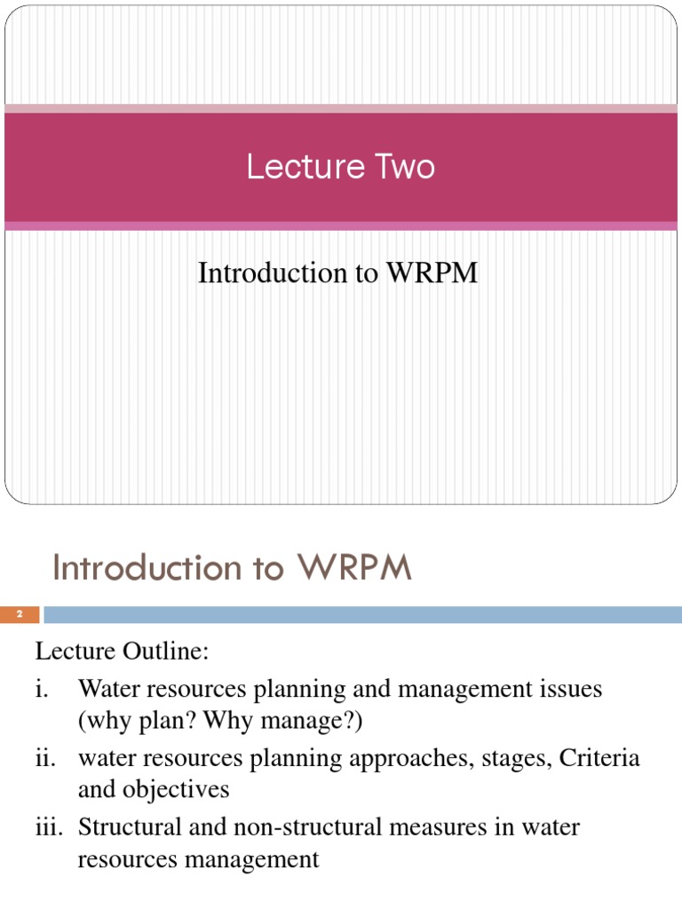 Lecture 2 Introduction To WRPM | PDF | Scenario Planning | Water Resources
