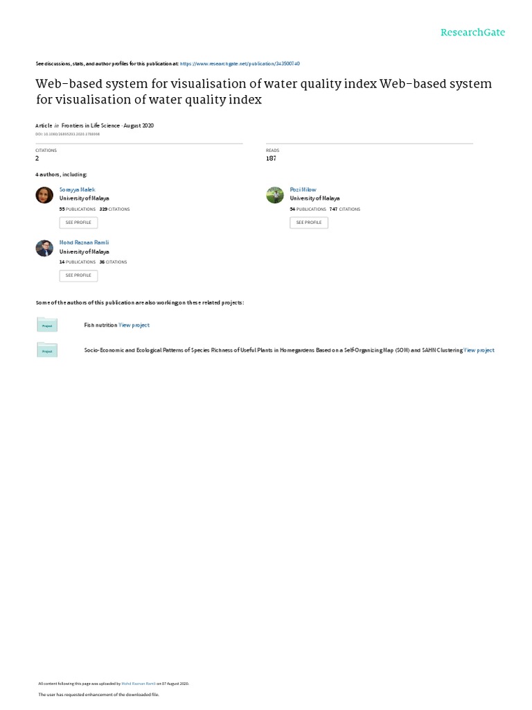 Web-Based System For Visualisation of Water Quality Index Web-Based System For Visualisation of ...