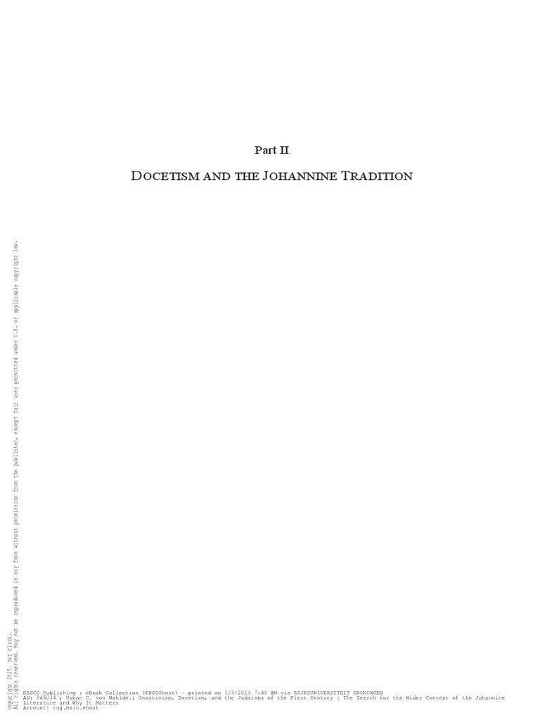 Docetism and The Johannine Tradition | PDF | Gospel Of John | First ...