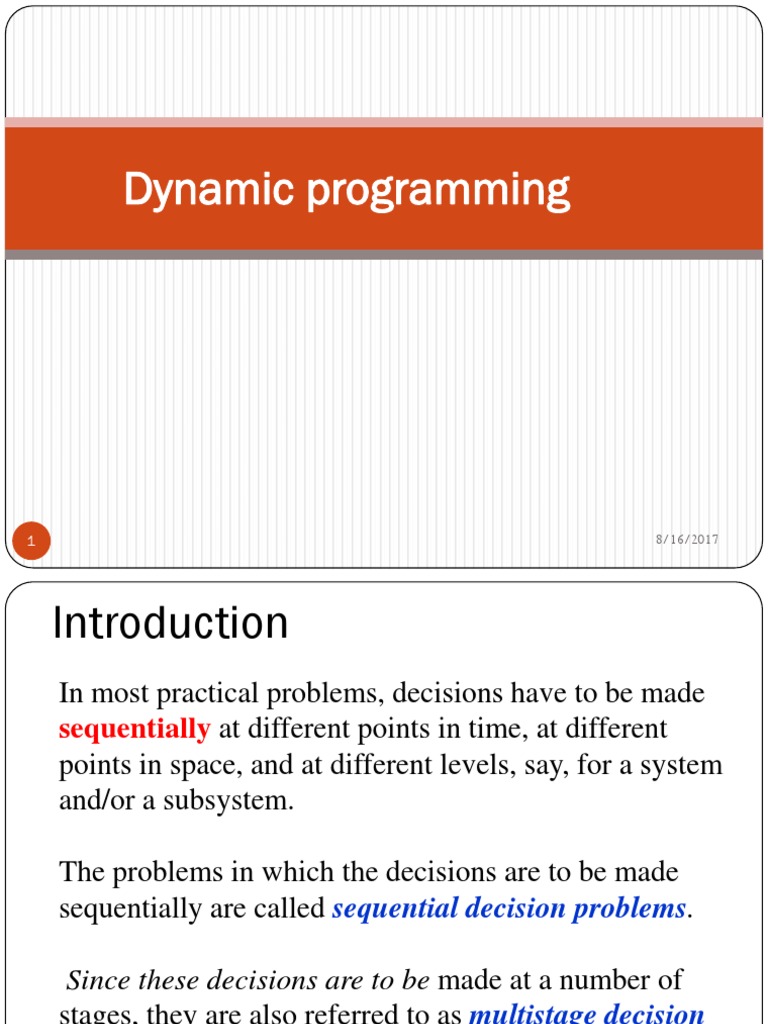 Lecture 8 Dynamic Programming | PDF | Mathematical Optimization ... Lecture 8 Dynamic Programming | PDF | Mathematical Optimization ...