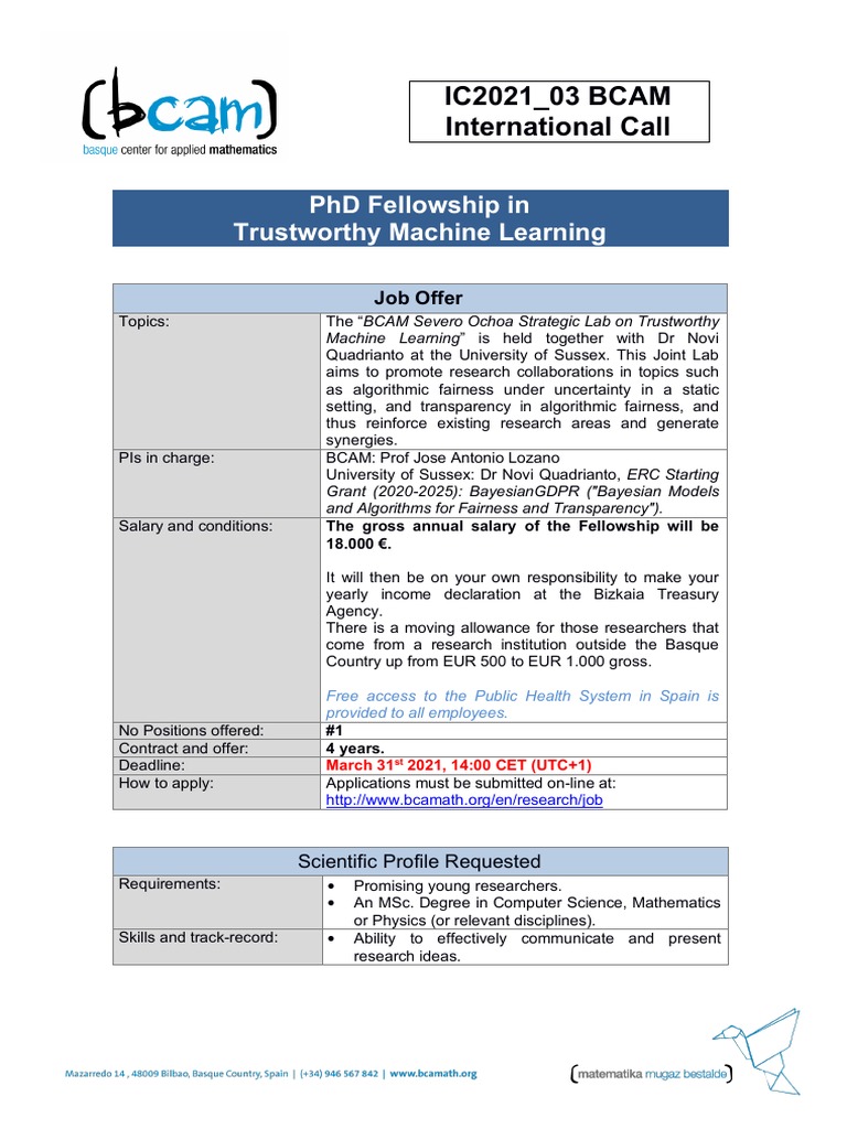 BCAM PHD Joint Research Lab | PDF | Doctor Of Philosophy | Thesis