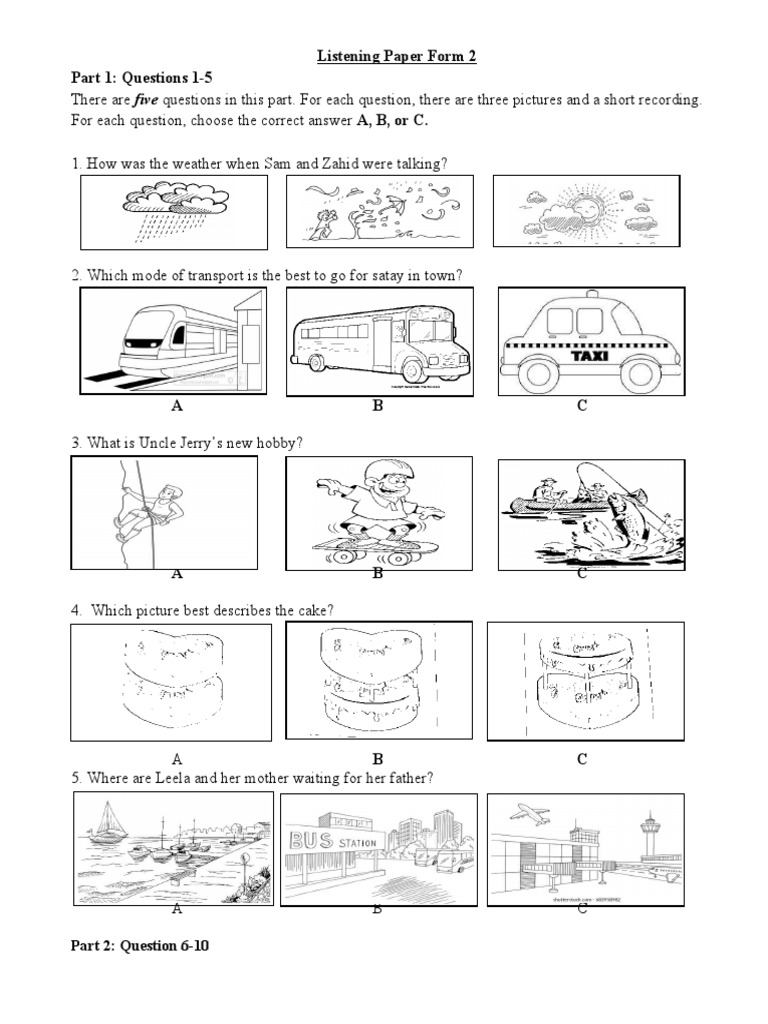 Listening Paper Form 2 Guide | PDF