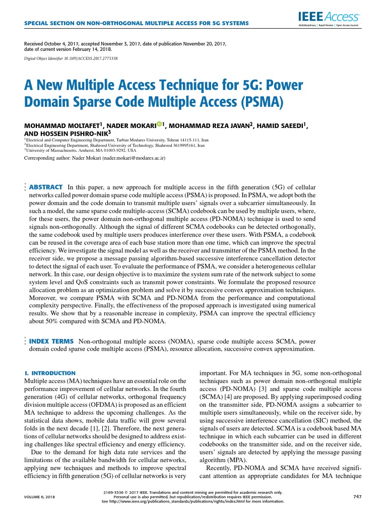Non-Orthogonal Multiple Access Techniques for 5G | PDF | Channel Access Method | Cellular Network