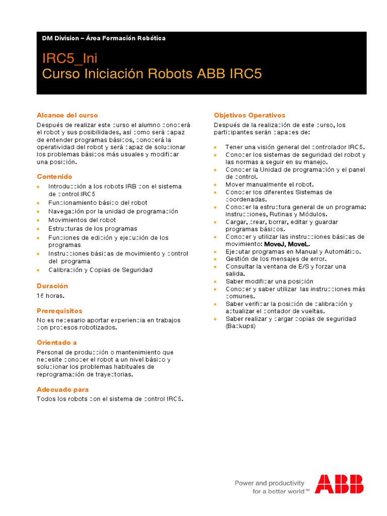 Curso Iniciacion Robot ABB IRC5 | PDF | Robot | Robótica