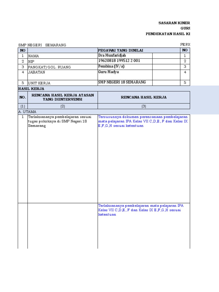 Form SKP JA Kuantitatif - GURU | PDF