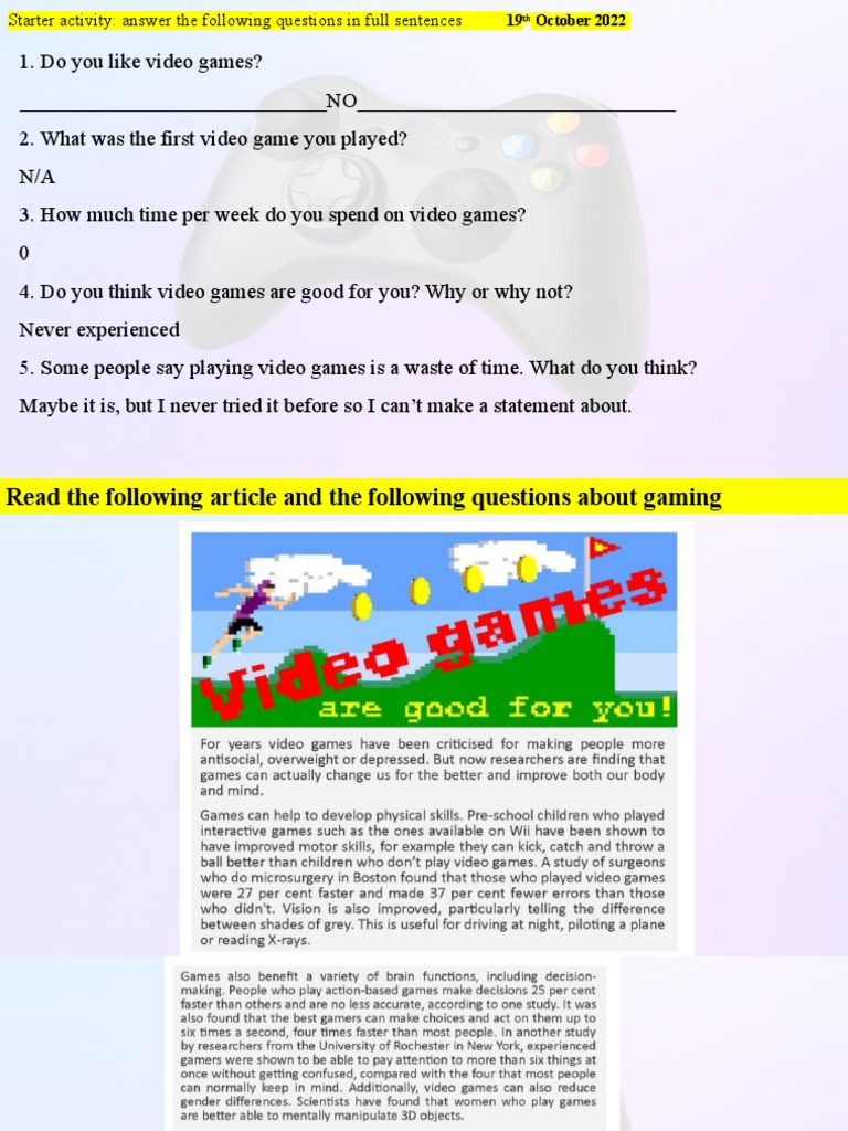 19th October 2021 | PDF | Video Games | Behavior