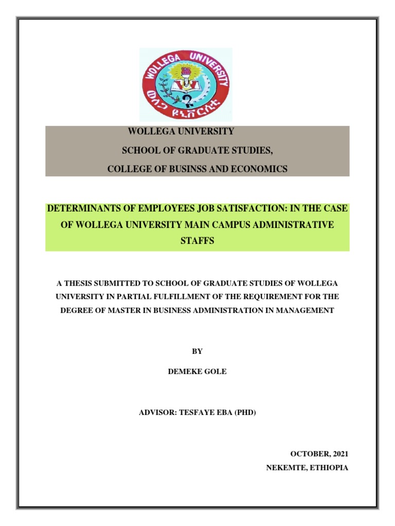 Demeke Gole (Final Thesis) | PDF | Job Satisfaction | Employment