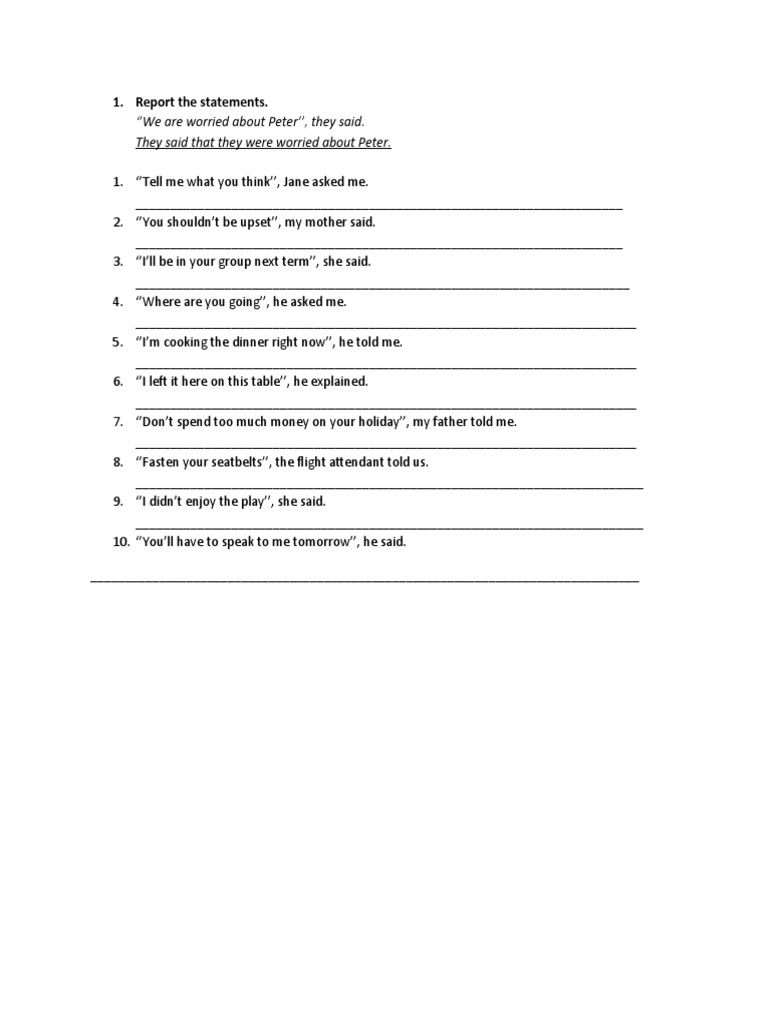 Reported Speech Exercise | PDF