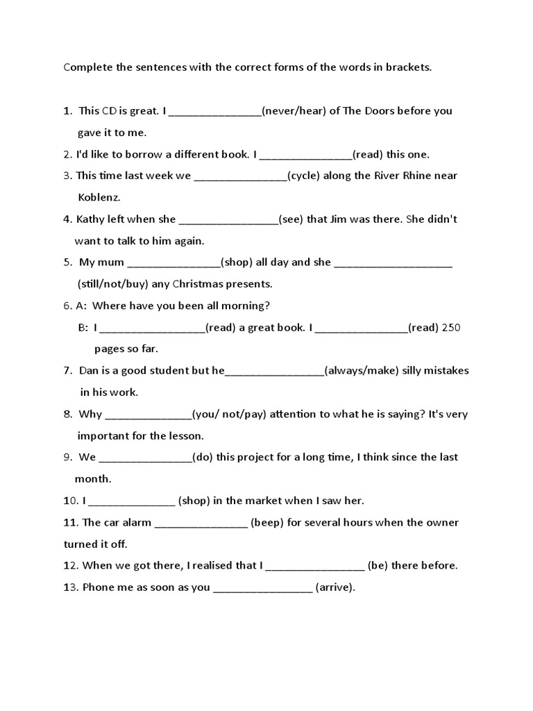 Present and Past Tense Exercises | PDF