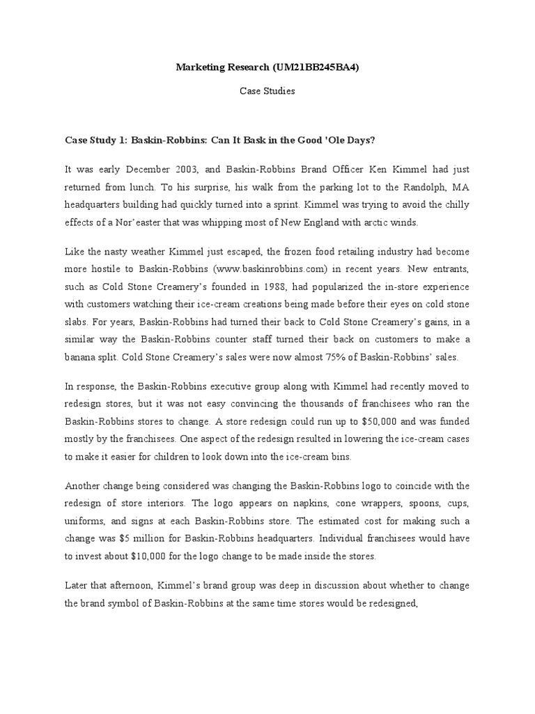 UM21BB245BA4 Marketing Research Case Studies | PDF | Brand | Monopoly