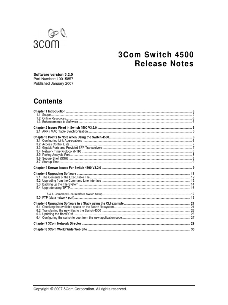 3com Switch 4500 3com OS Version 3.2.0 Release Notes.-C02586250 | PDF ...