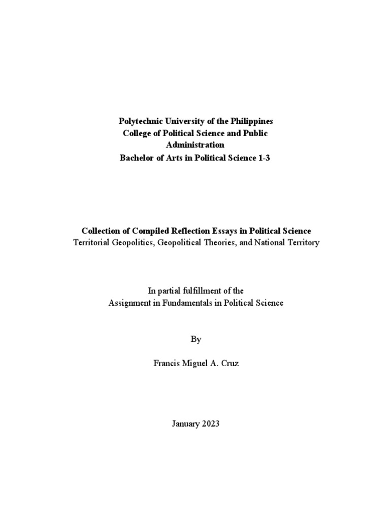 Collection of Compiled Reflection Essays in Political Science | PDF ...
