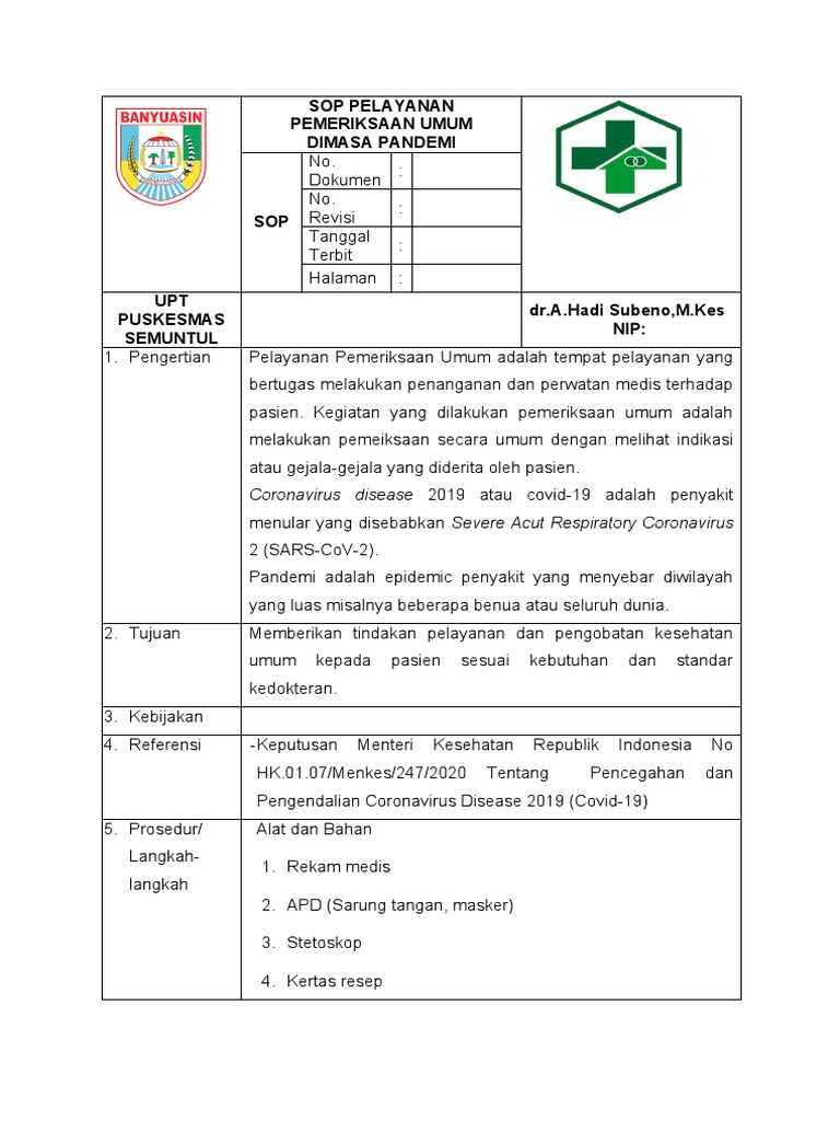 Sop BP Umum 2022 | PDF