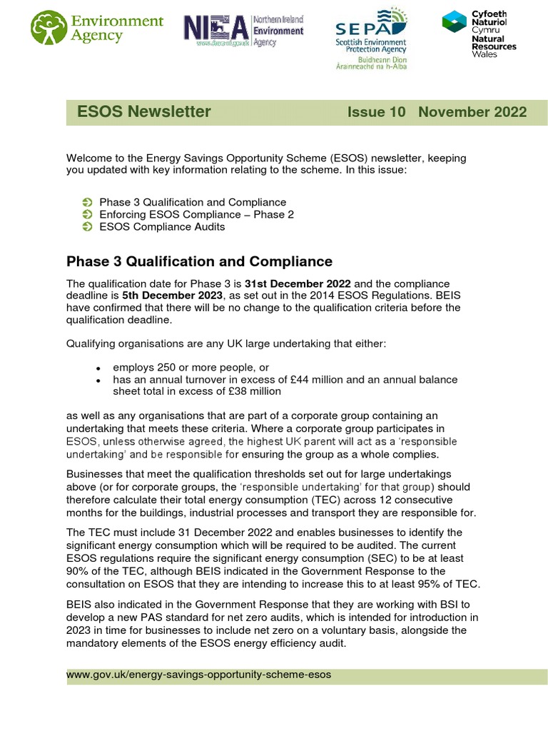 ESOS Newsletter Issue 10 November 2022 | Download Free PDF | Regulatory ...