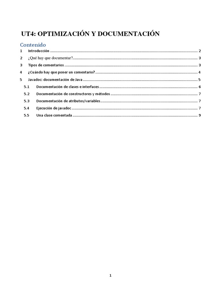 Documentación de código Java con Javadoc | PDF | Java (lenguaje de programación) | Archivo de ...