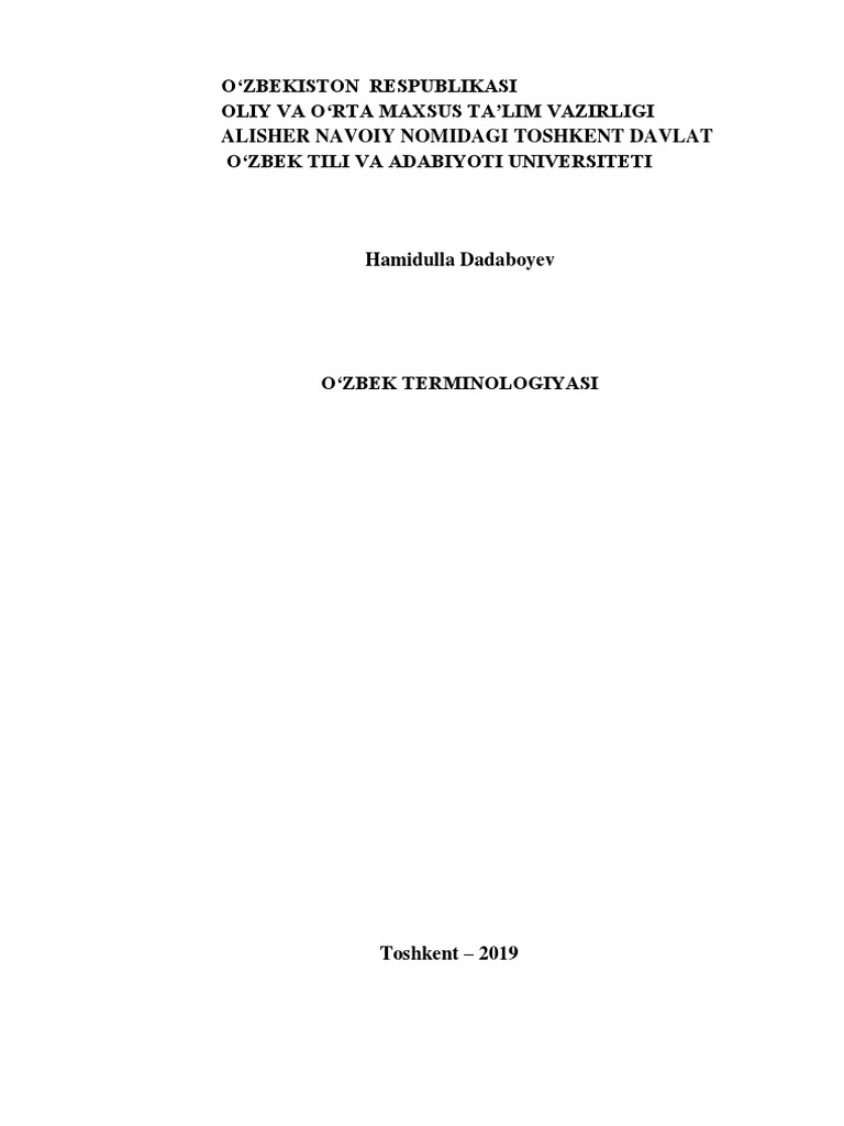 H.dadaboev o Zbek Terminologiyasi | PDF