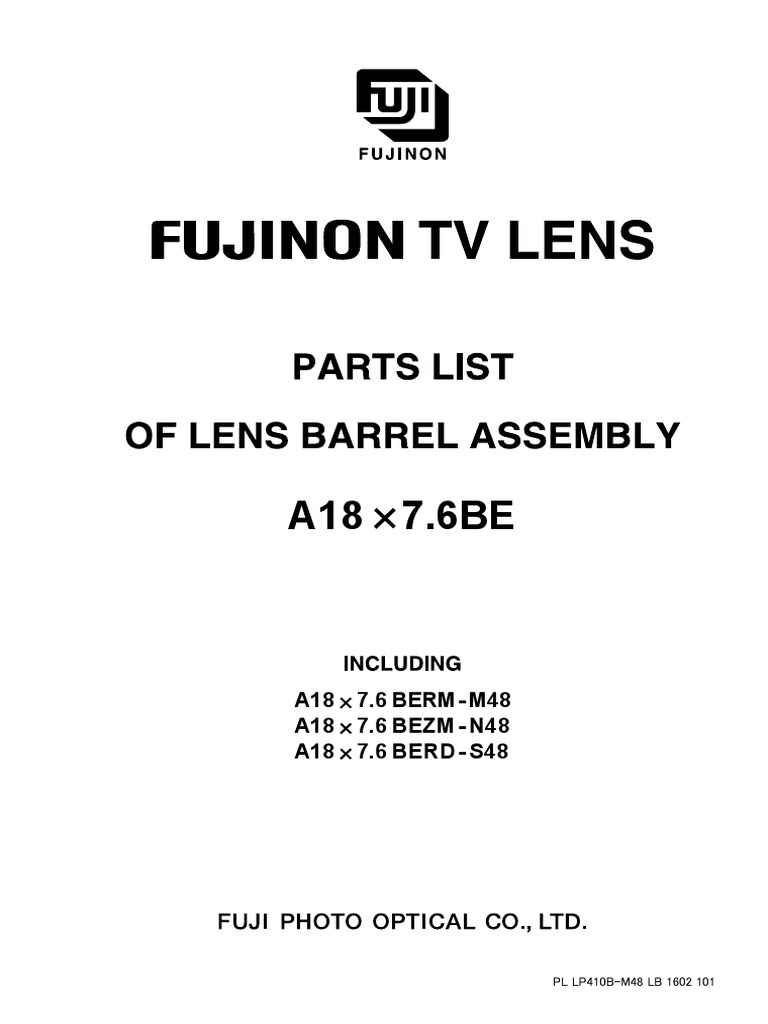 A18x7.6BE PL LP410B-M48 LB 1602 IOI | PDF | Camera Lens | Imaging