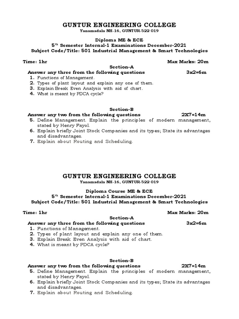 IMST Internal-1 QP | PDF
